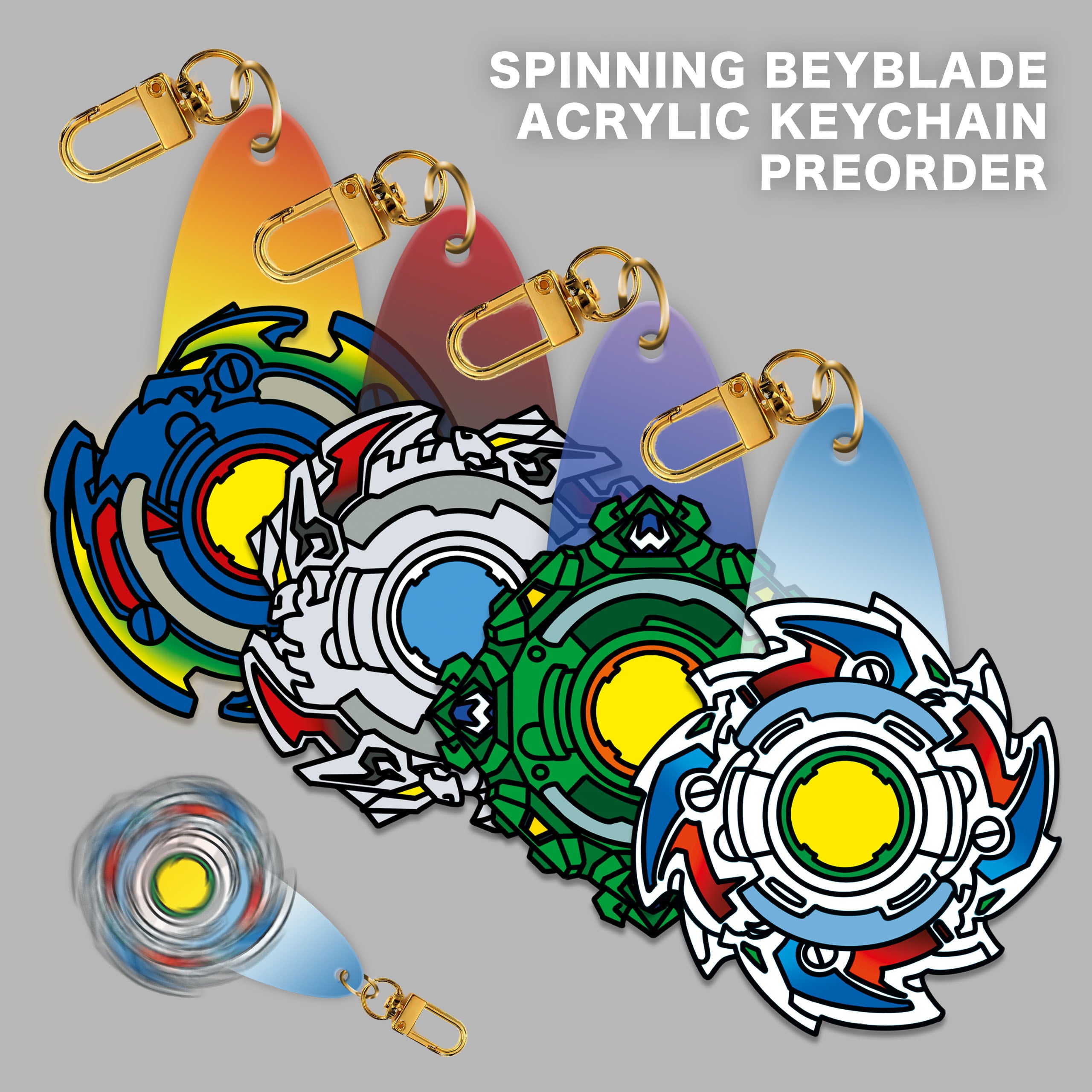 [PREORDER] Spinning Beyblade Keychain | Nextstopplease